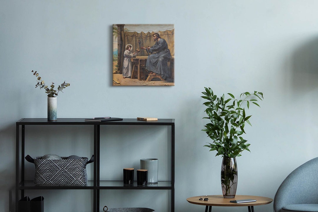 Life of the Holy Family Christian Wall Art, Brown Religious Canvas Art ...
