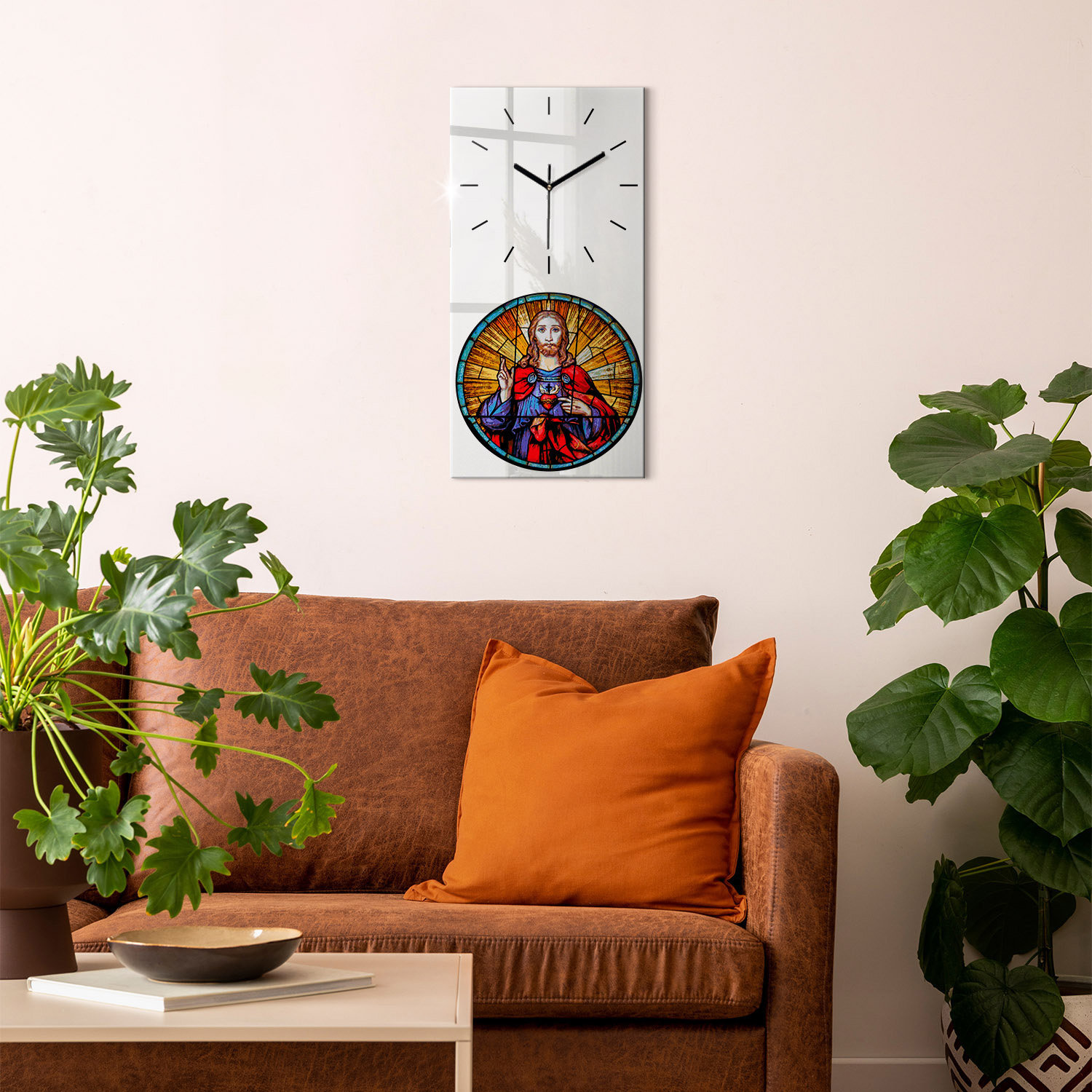Stained Glass Window Jesus Christ Glass Wall Clock, Colorful ...