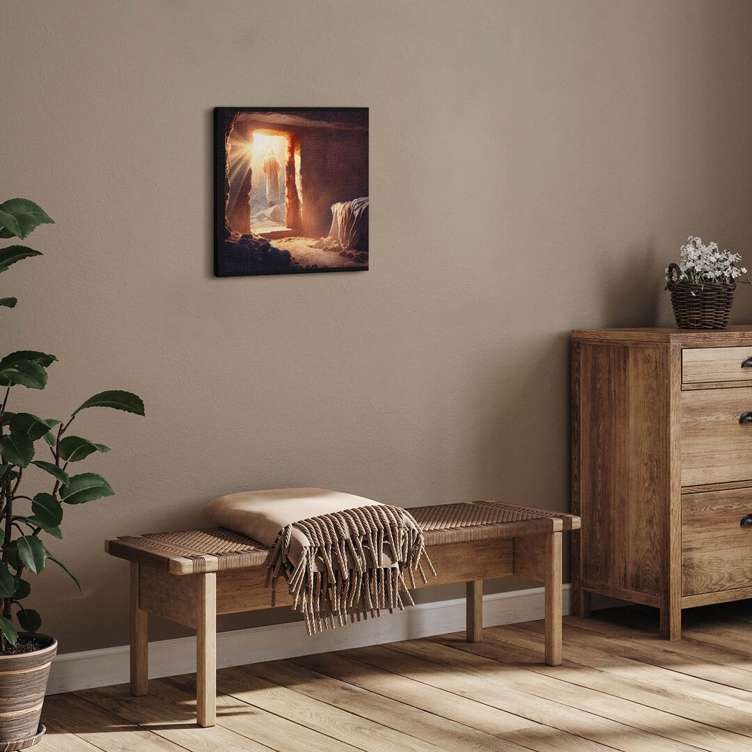 Resurrection of Jesus Christian Wall Art, Brown Religious Canvas Art ...