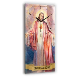 The Risen Jesus Glass Wall Clock, Pink Rectangular Clock, Minimalistic ...