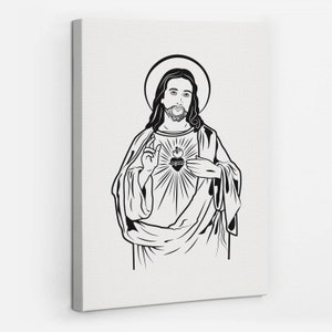 Lord Jesus Illustration Christian Wall Art, Black and White Religious ...