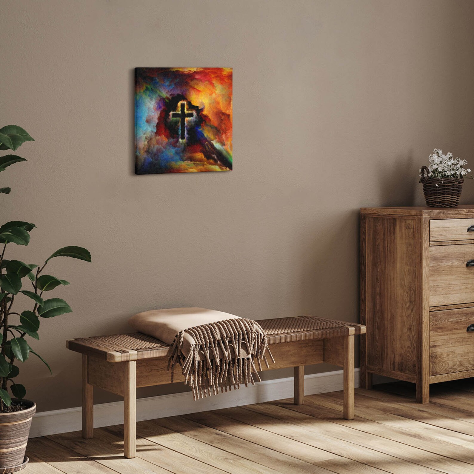 Holy Cross in Colors Christian Wall Decoration, Multicolor Christian ...