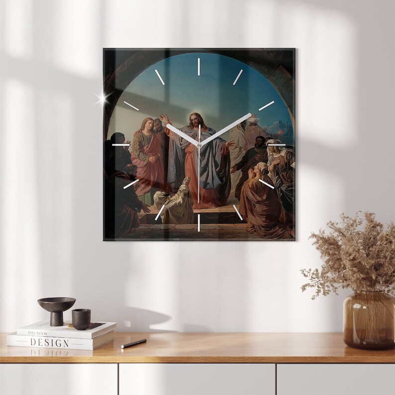 Jesus and the Apostles Print Clock, Colorful Tempered Glass Clock ...