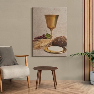 First Holy Communion Christian Wall Decoration, Beige Christian Canvas ...