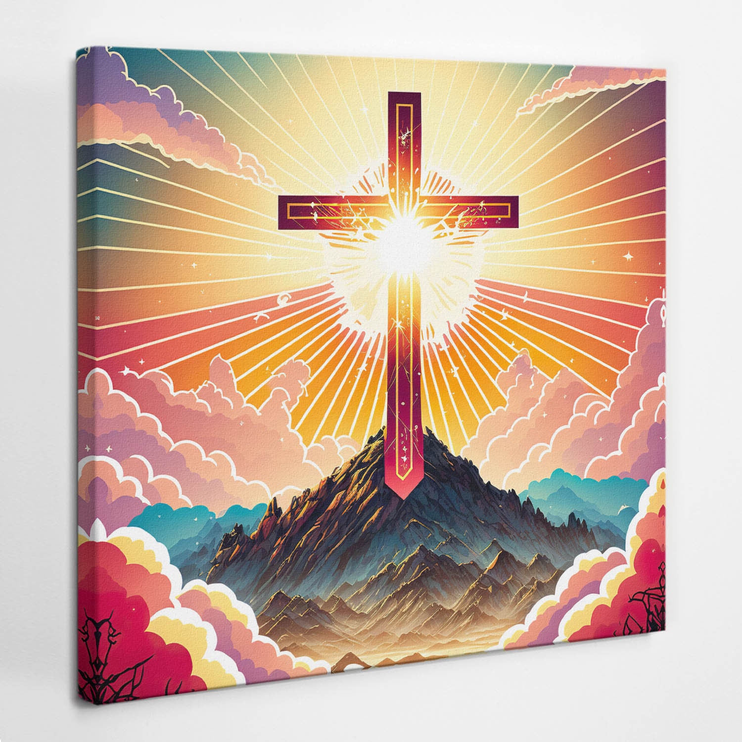 Christian Cross Motif Christian Wall Decoration, Orange Christian ...