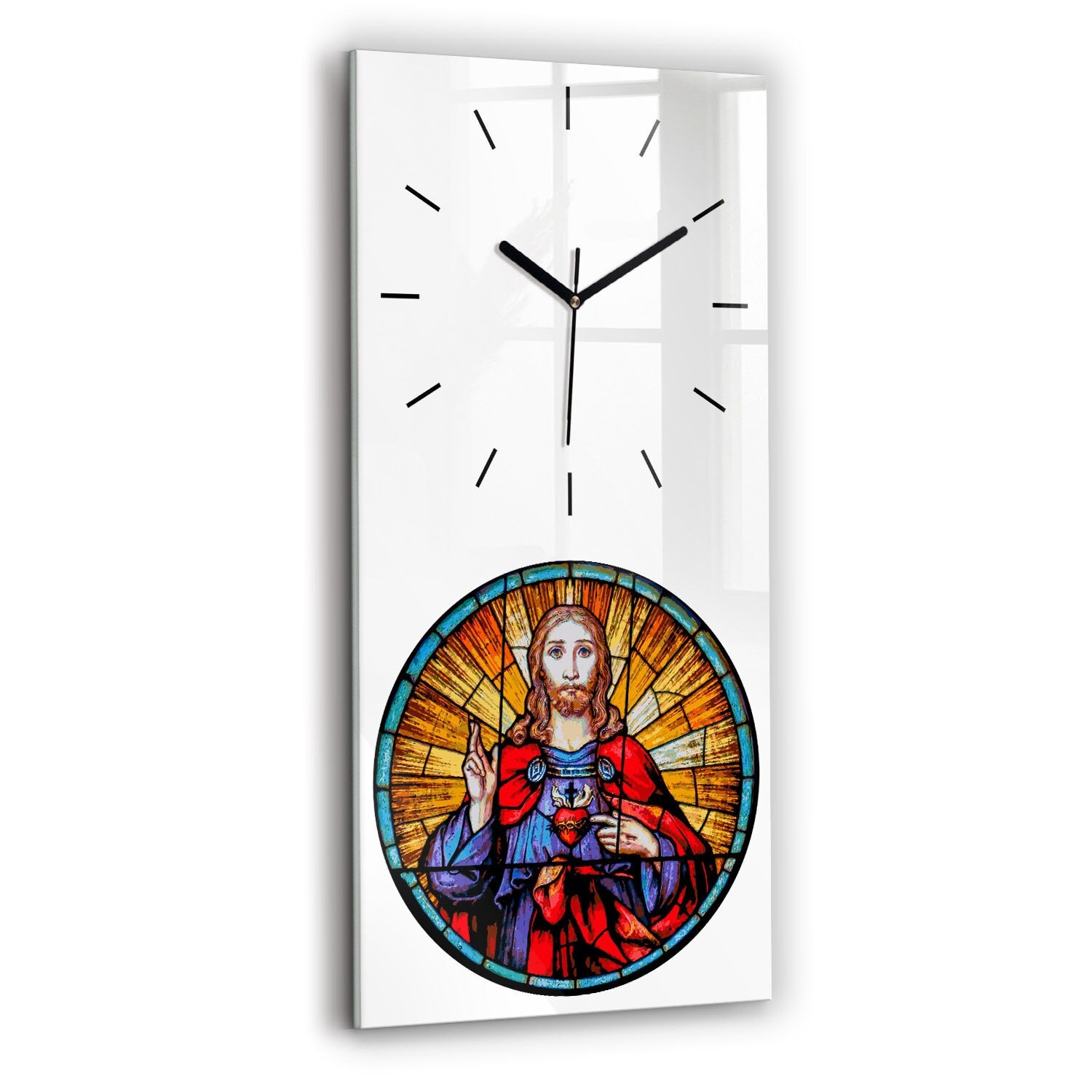 Stained Glass Window Jesus Christ Glass Wall Clock, Colorful ...