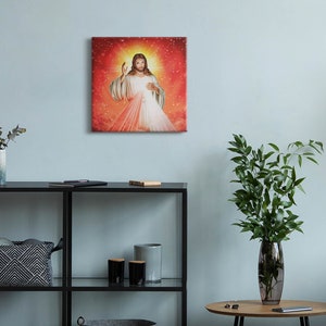 Merciful Jesus Mercy Christian Wall Art, Red Religious Canvas Art ...