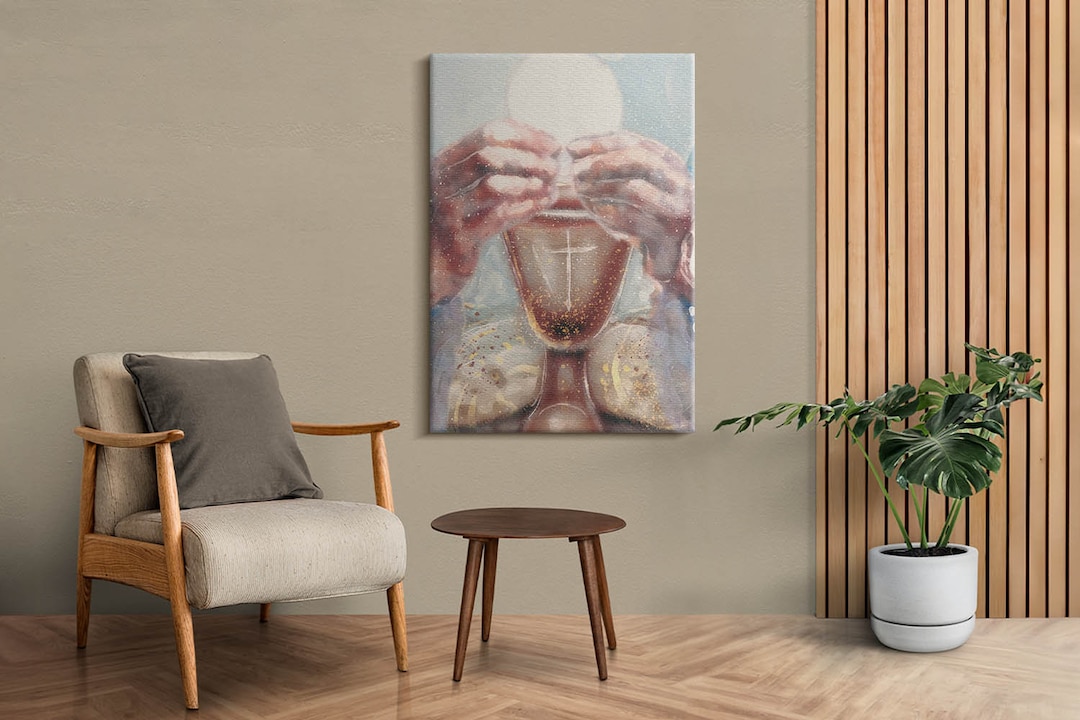 Eucharist First Holy Communion Christian Wall Decoration, Blue ...