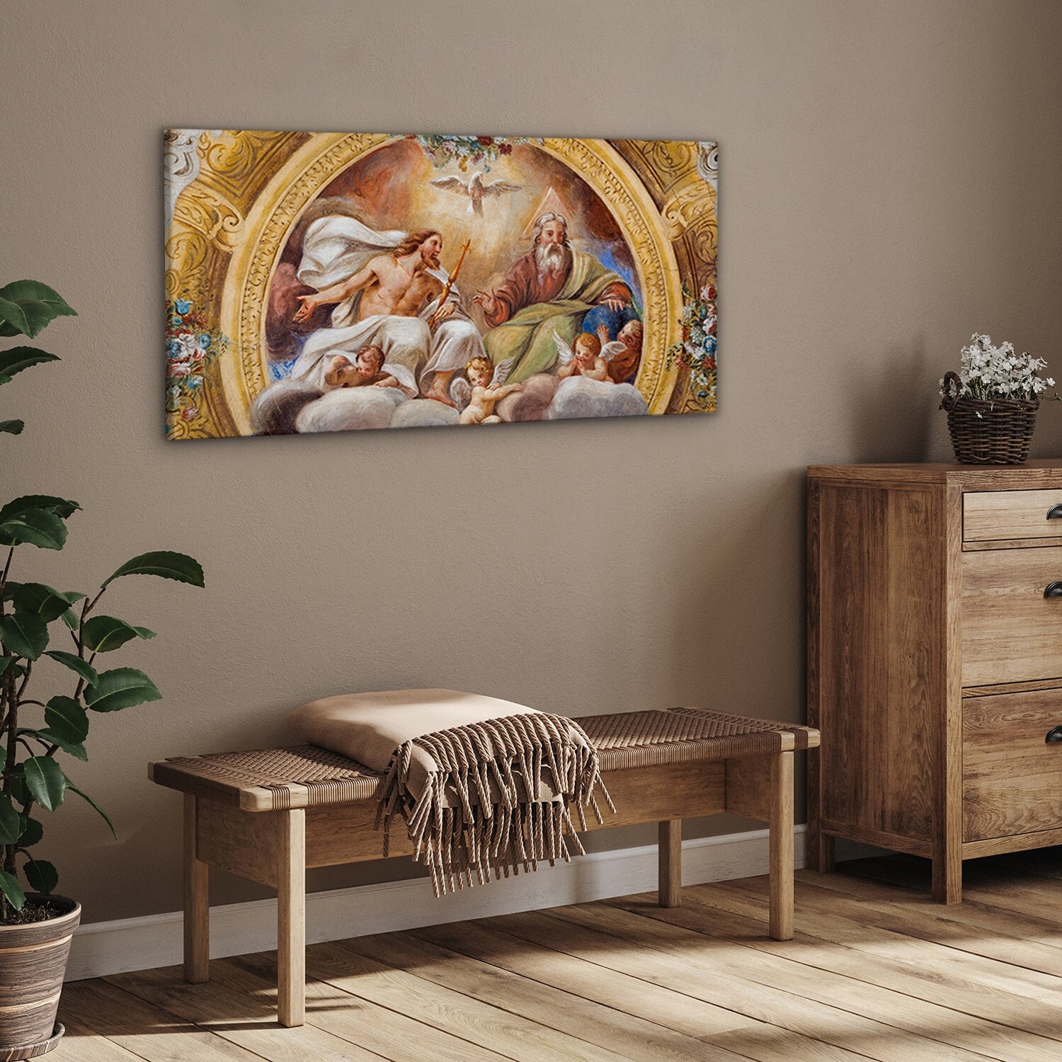 Holy Trinity and Angels, Christian Wall Art, Religious Canvas Art ...