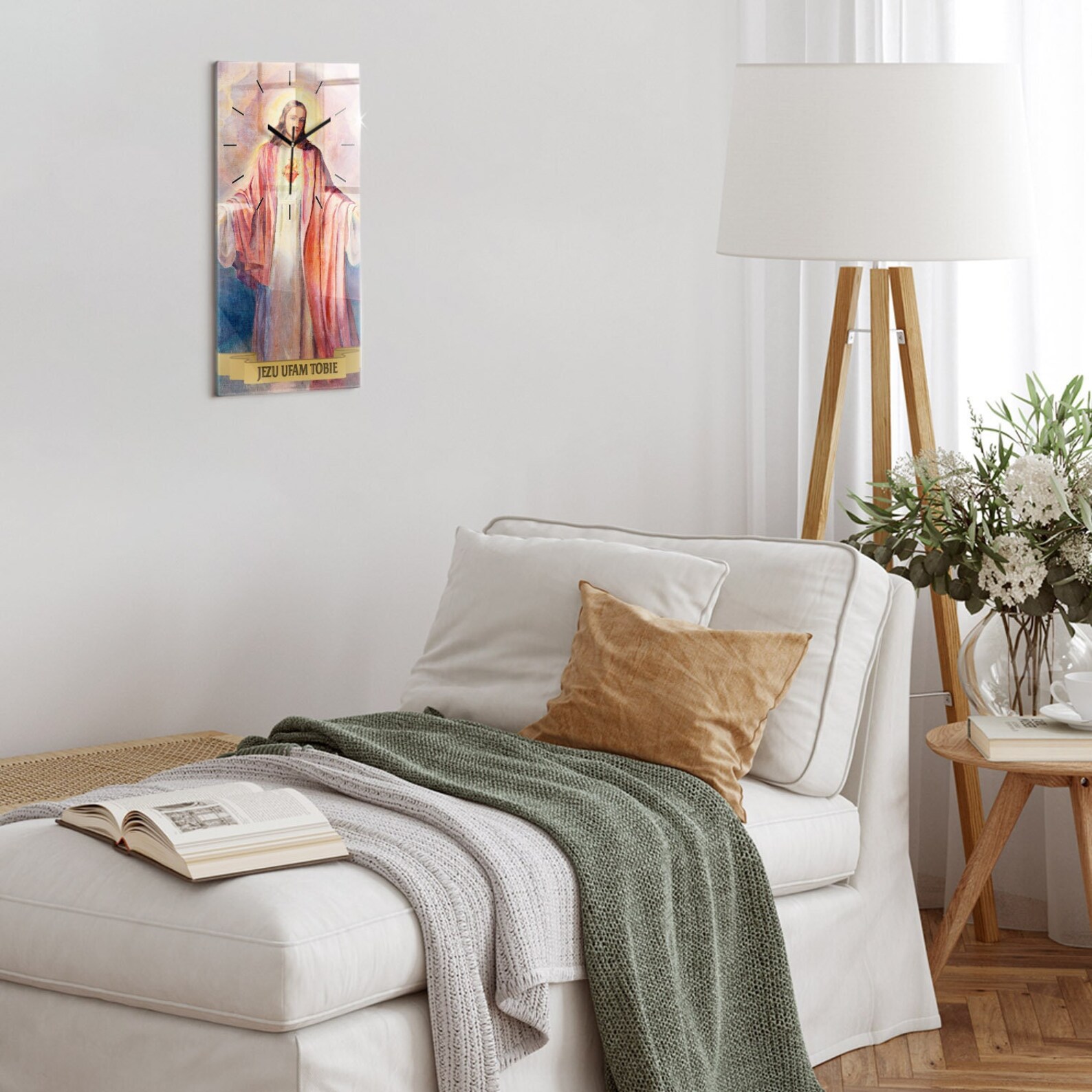 The Risen Jesus Glass Wall Clock, Pink Rectangular Clock, Minimalistic ...