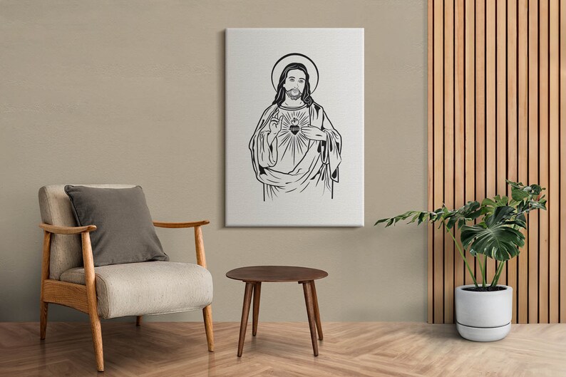 Lord Jesus Illustration Christian Wall Art, Black and White Religious ...
