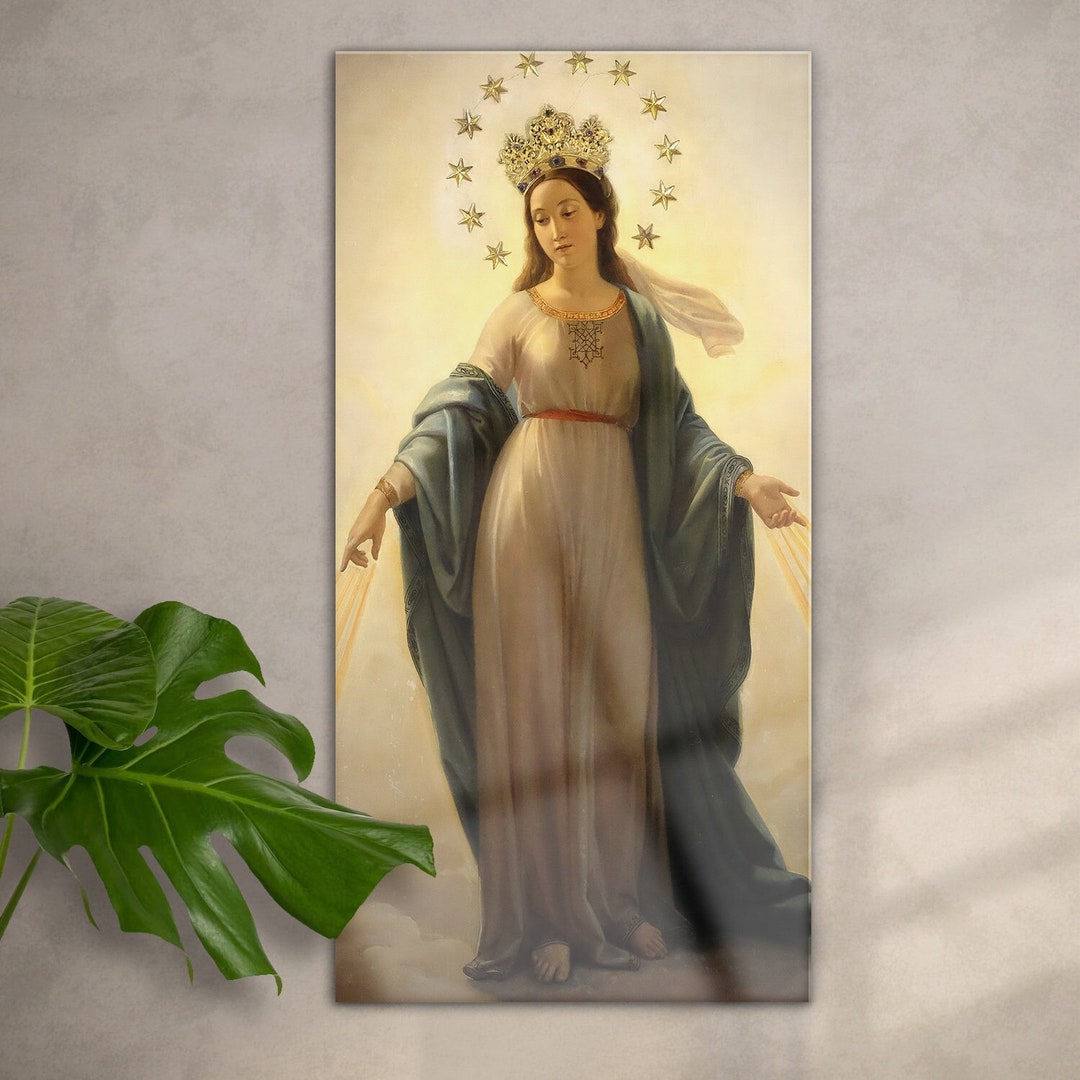 Mother of God Queen of Heaven, Religious Glass Art, Christian Glass ...