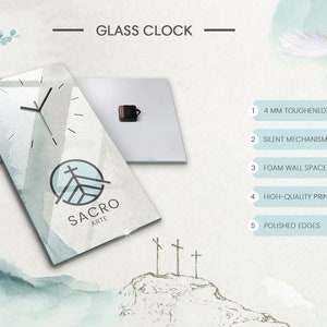 The Risen Jesus Glass Wall Clock, Pink Rectangular Clock, Minimalistic ...