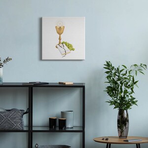 Eucharist Holy Communion Christian Wall Art, White Religious Canvas Art ...