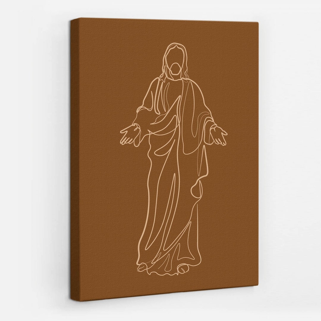 Minimalist Artwork of Jesus Christian Wall Decoration, Brown Christian ...