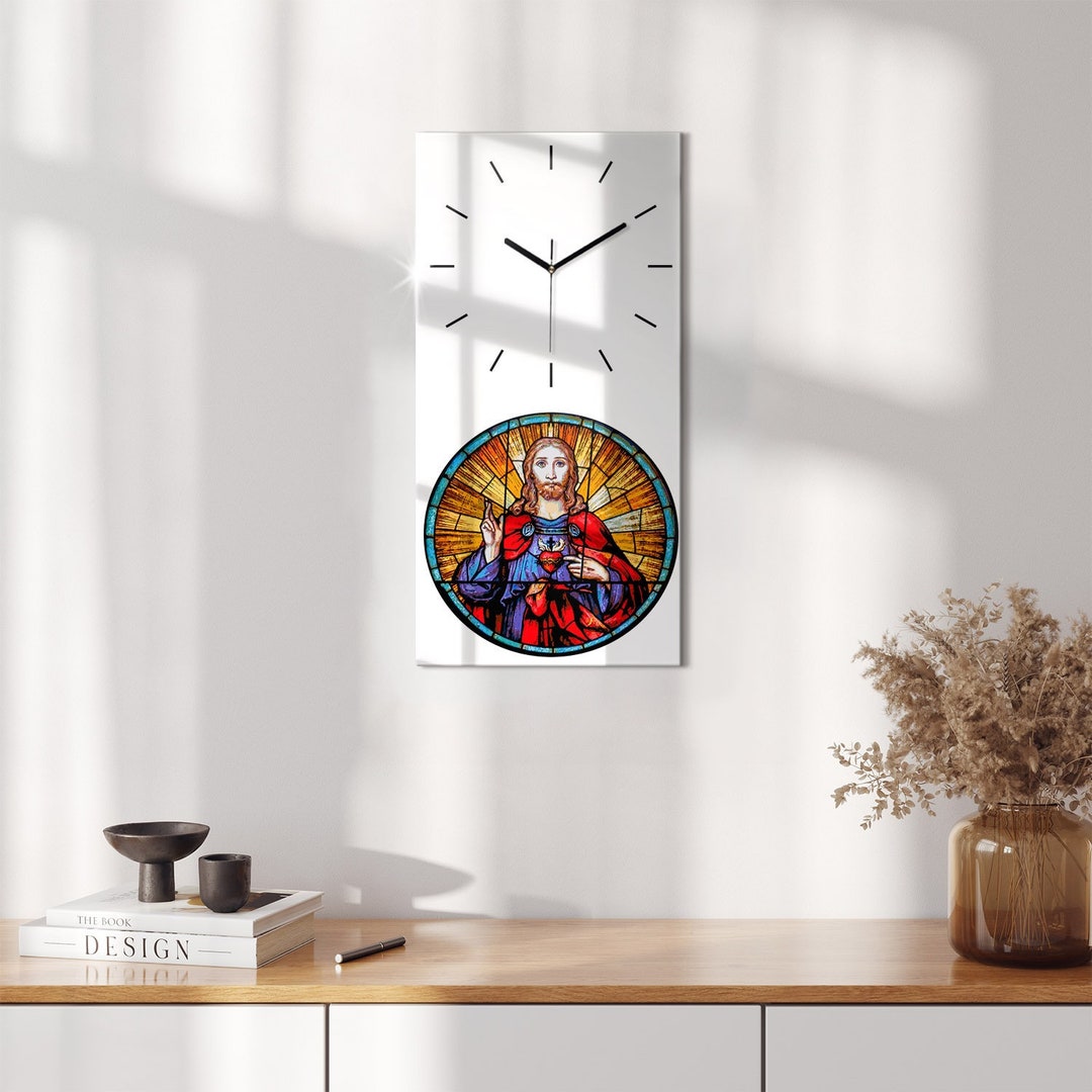 Stained Glass Window Jesus Christ Glass Wall Clock, Colorful ...