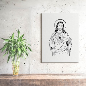 Lord Jesus Illustration Christian Wall Art, Black and White Religious ...