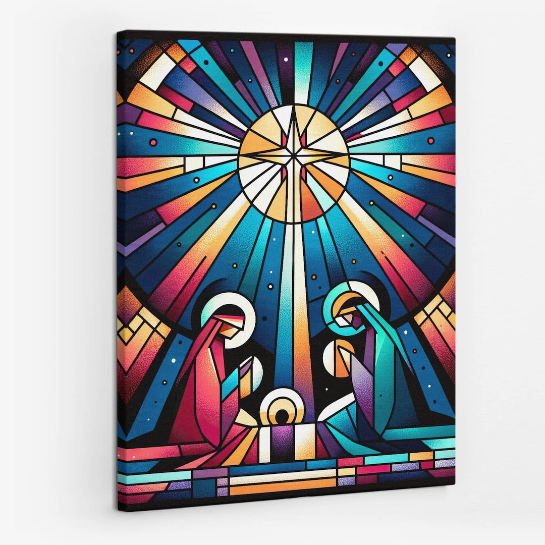Holy Family Christian Wall Decoration, Blue Christian Canvas Wall Art ...
