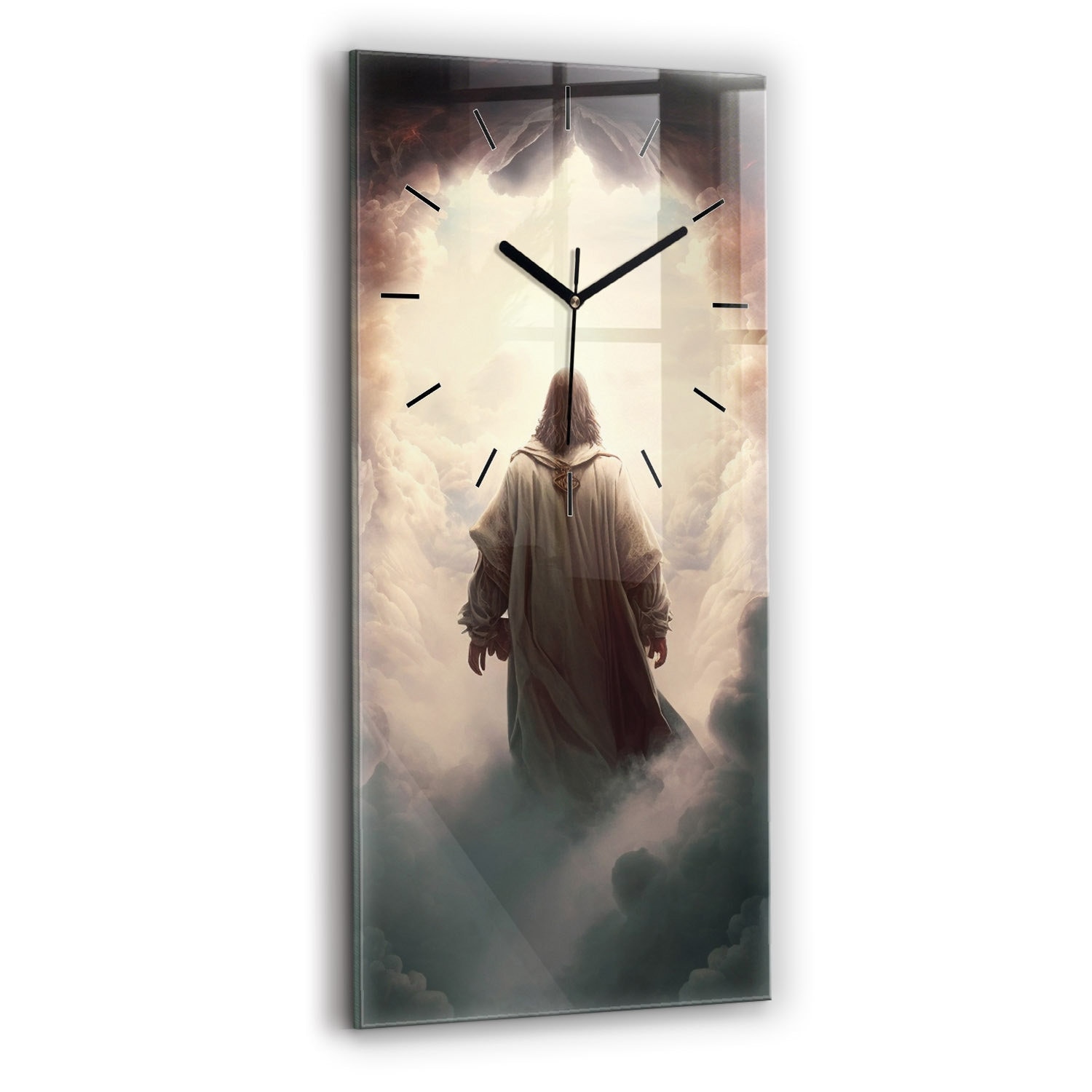 Jesus Christ in Heaven Rectangular Clock, Beige Glass Wall Clock ...