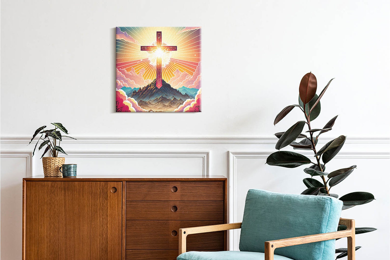 Christian Cross Motif Christian Wall Decoration, Orange Christian ...