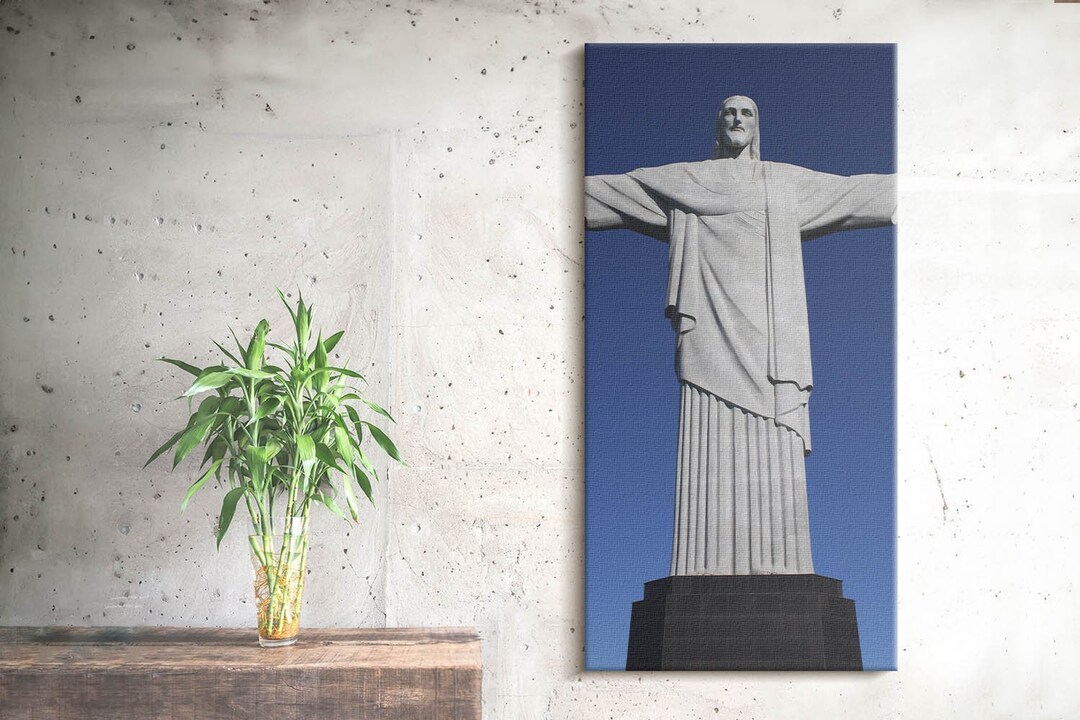 Jesus in Rio De Janeiro Christian Wall Art, Navy Religious Canvas Art ...