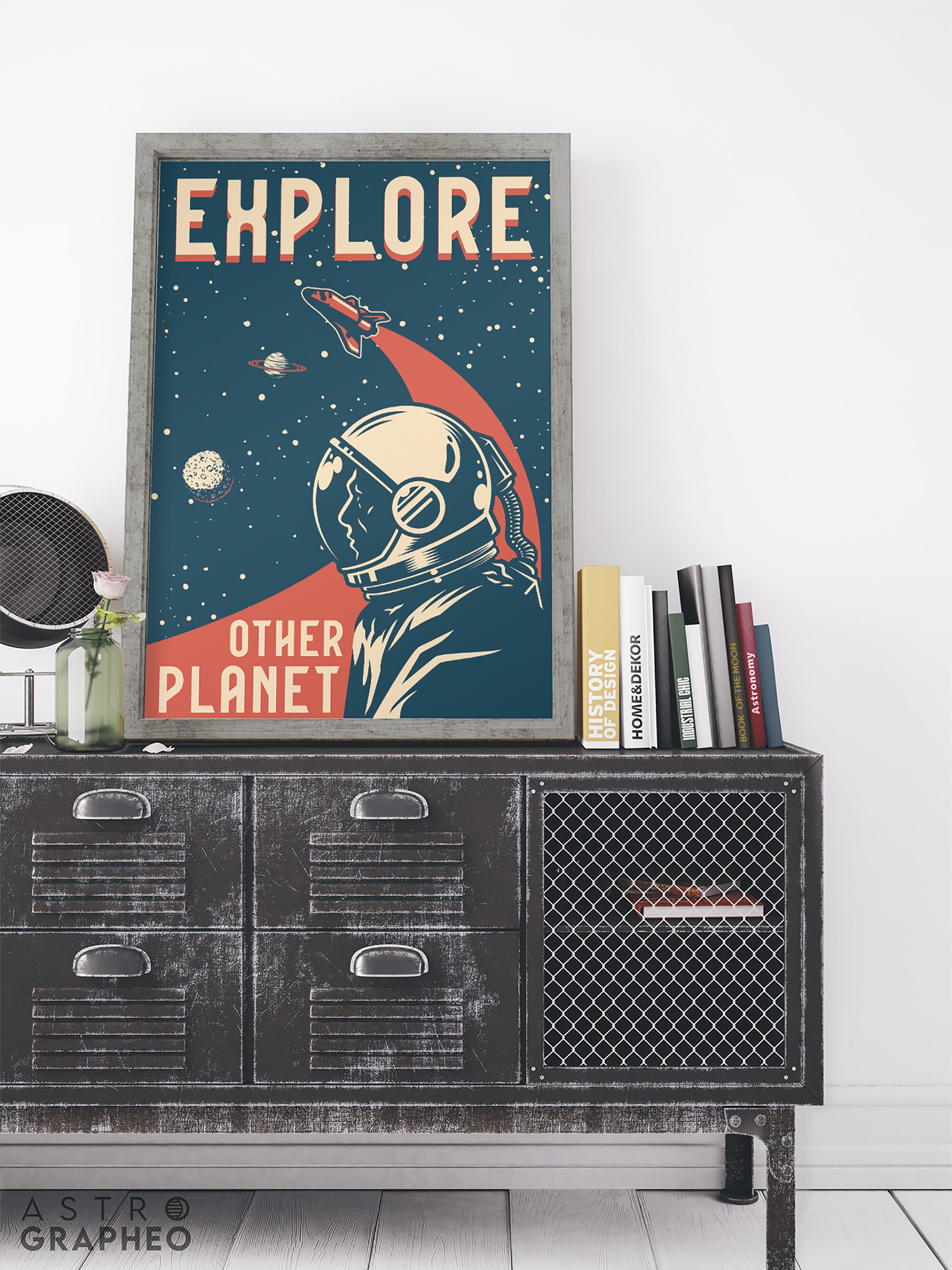 Explore Other Planet Cosmonaut Vintage Poster sold by Cláudia Fernandes ...