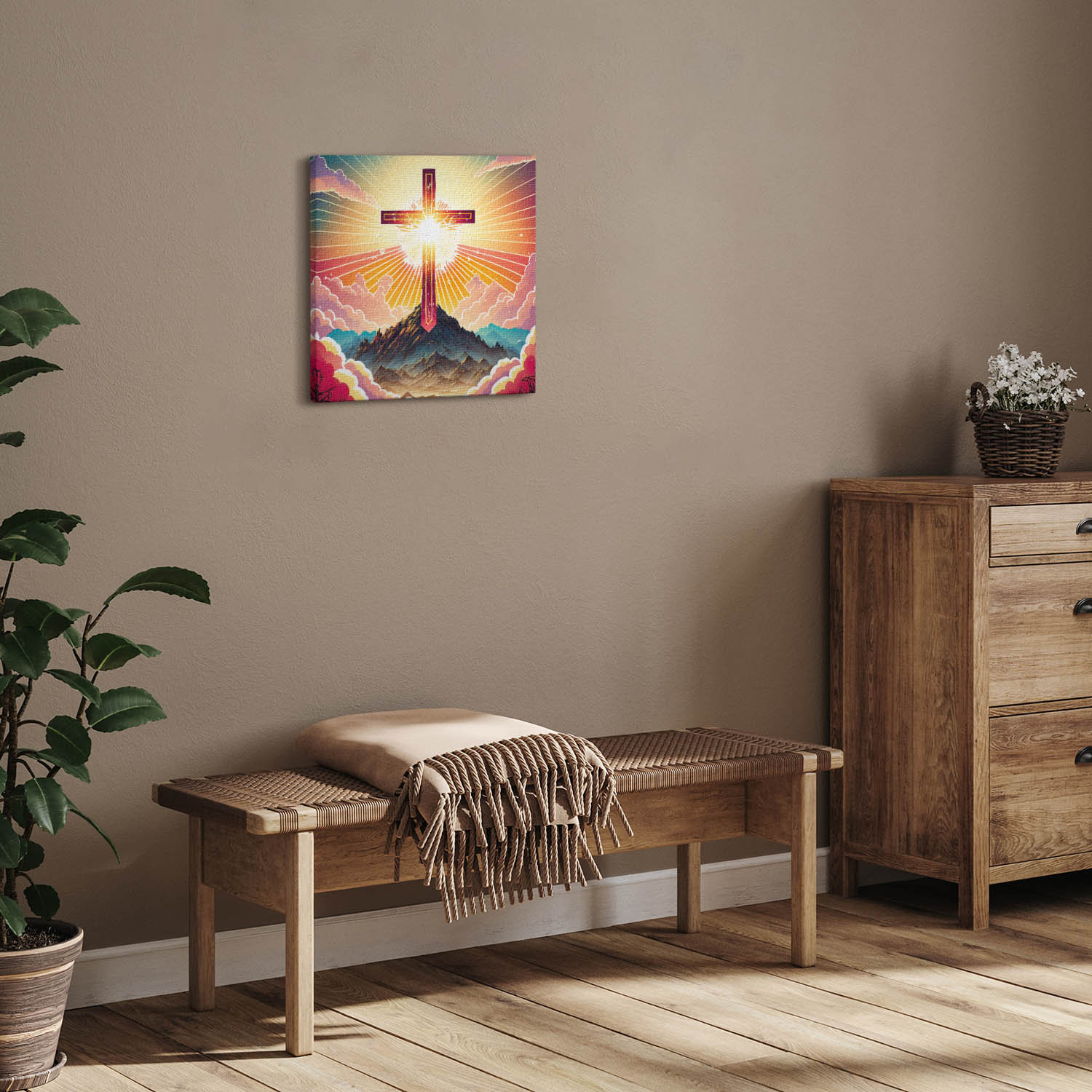 Christian Cross Motif Christian Wall Decoration, Orange Christian ...