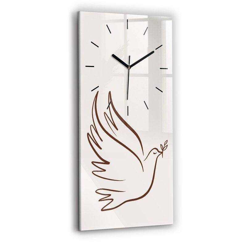 Holy Spirit Dove of Peace Glass Wall Clock, Beige Rectangular Clock ...