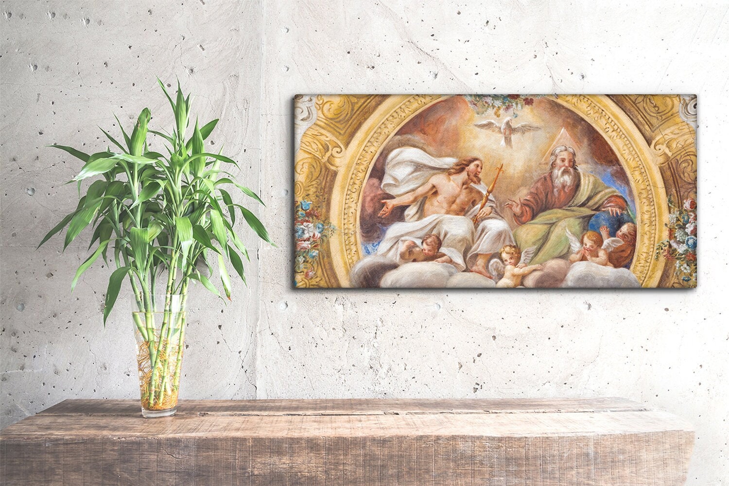 Holy Trinity and Angels, Christian Wall Art, Religious Canvas Art ...