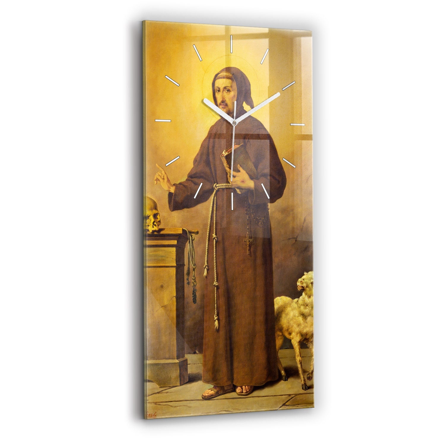 Saint Francis of Assisi Rectangular Clock, Yellow Glass Wall Clock ...