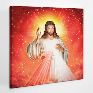 Merciful Jesus Mercy Christian Wall Art, Red Religious Canvas Art ...