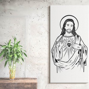 Lord Jesus Illustration Christian Wall Art, Black and White Religious ...