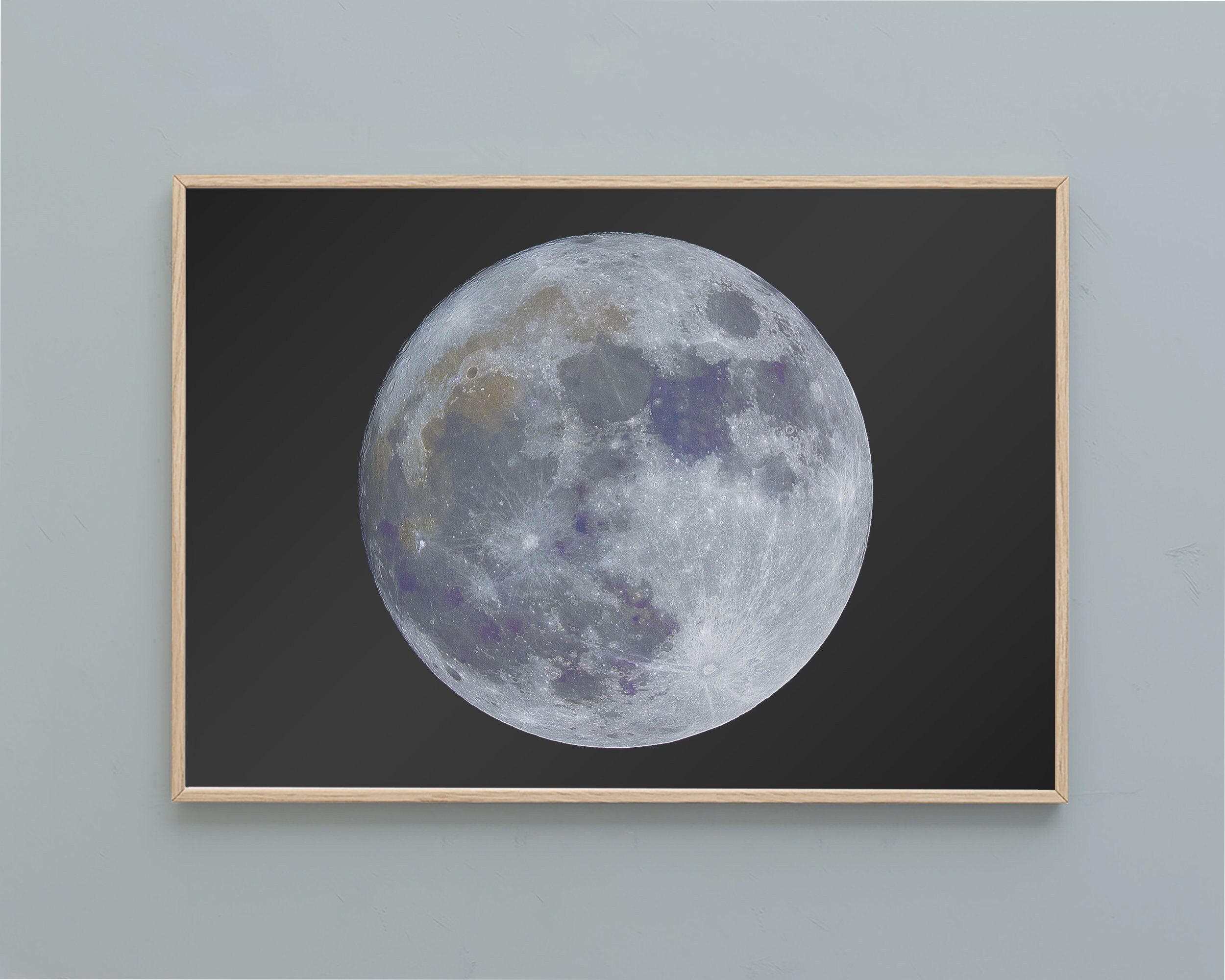 Colorful Full Moon 05M Moon Poster, Giclee Fine Art Print, Wall Art ...