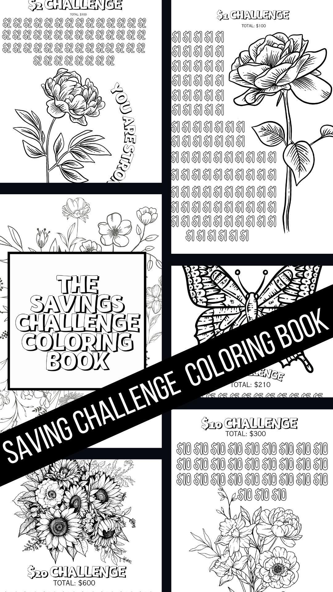 Savings Challenge Coloring Book Digital Download, Digital Coloring Book ...