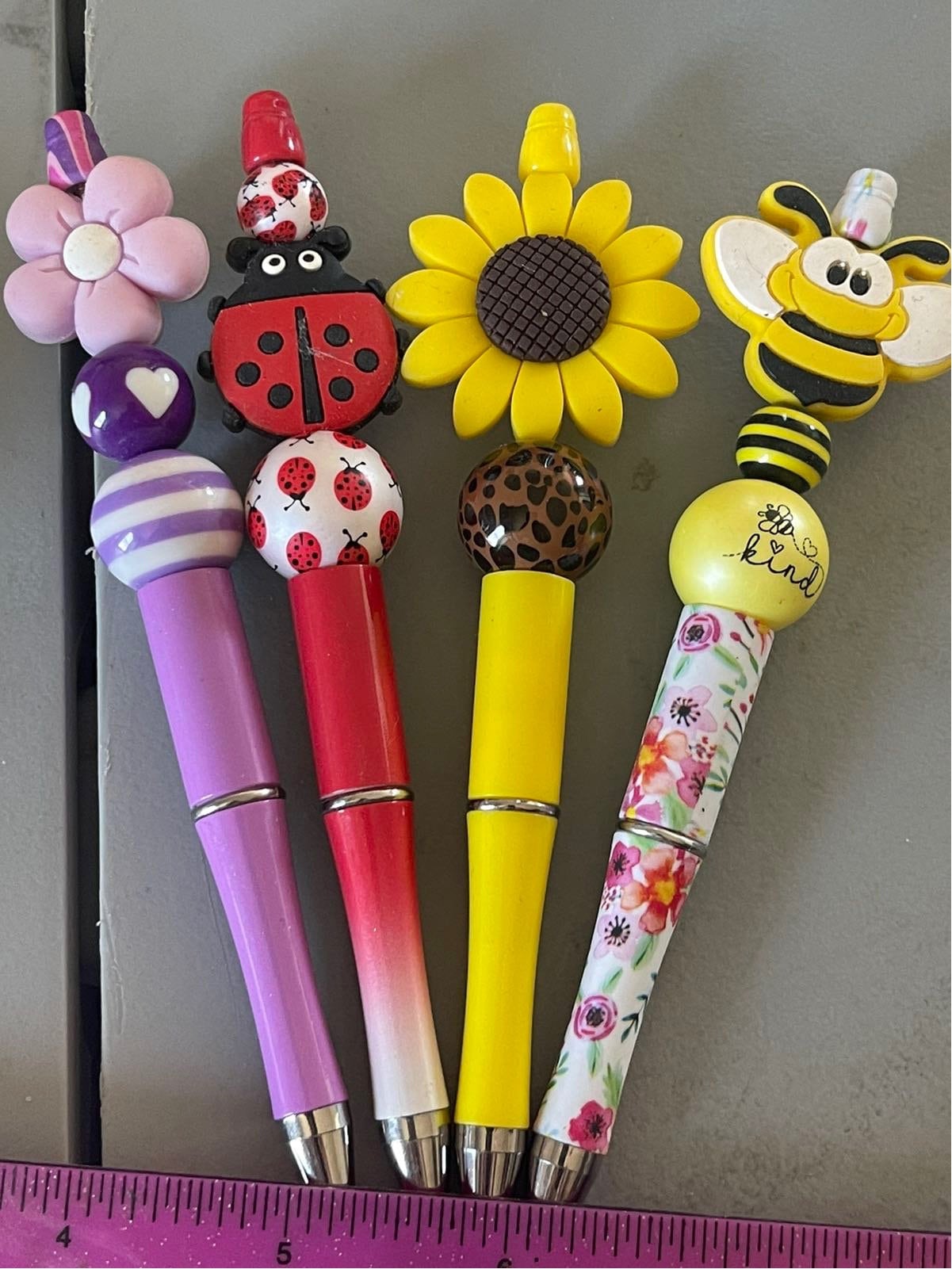 Bubble Beaded Pens Bumble Bee Purple Heart Flower Sunflower Lady Bug - Etsy