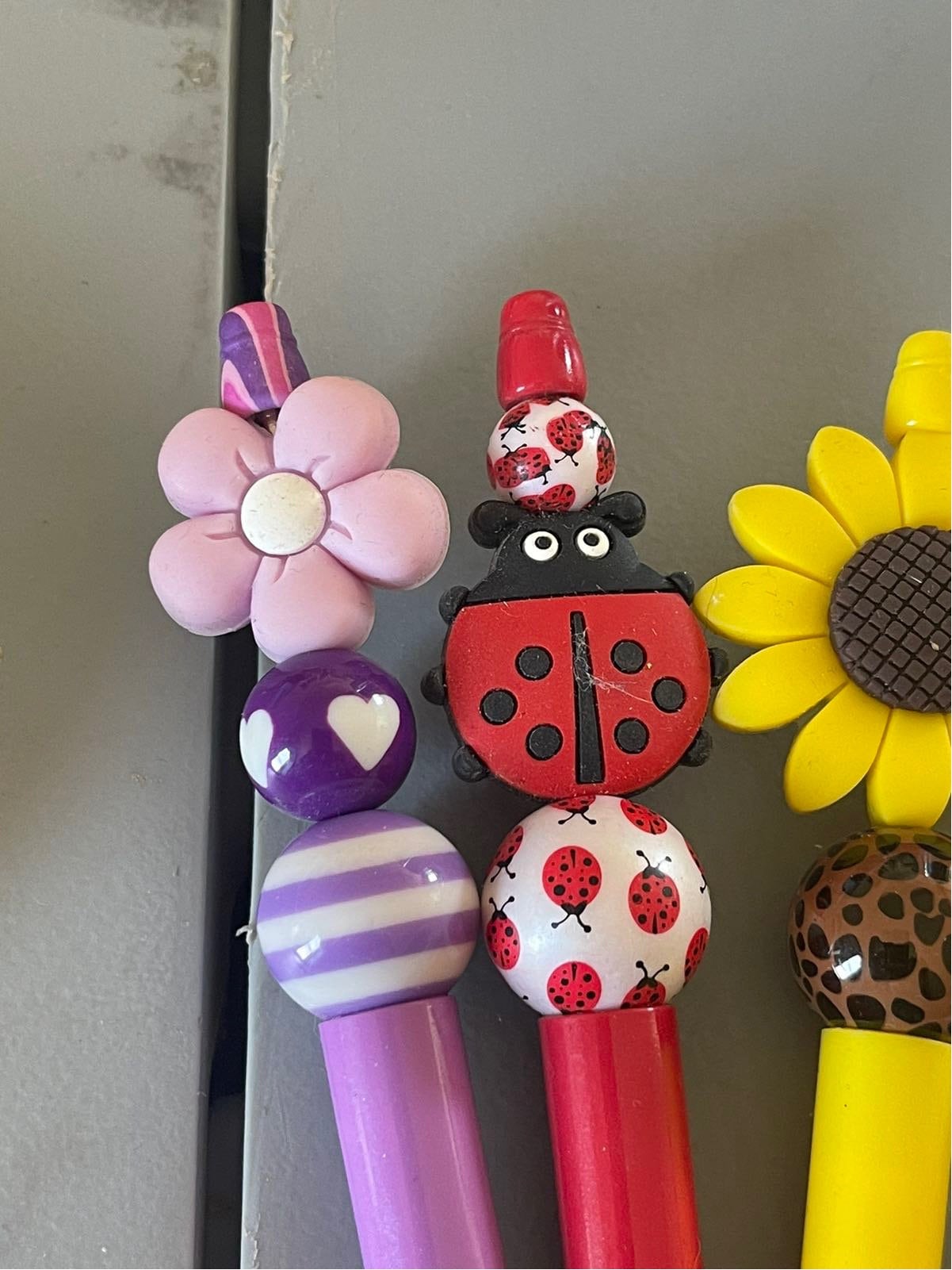 Bubble Beaded Pens Bumble Bee Purple Heart Flower Sunflower Lady Bug - Etsy