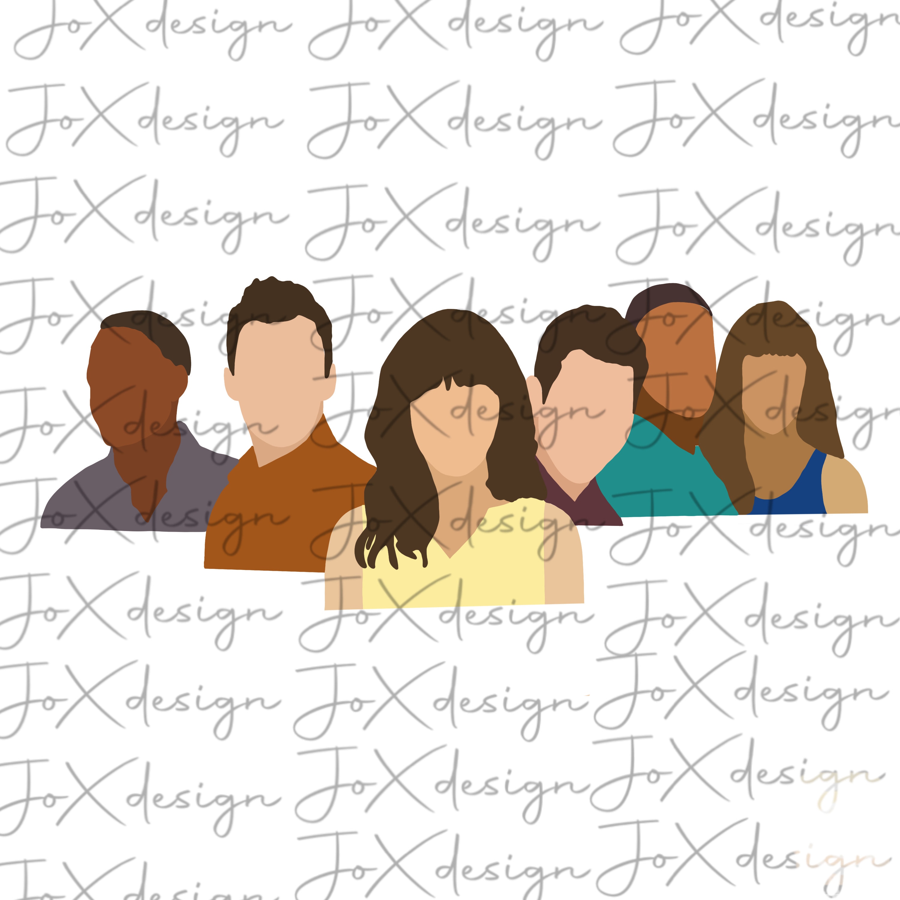 New Girl Minimal Art PNG New Girl Show DIGITAL DOWNLOAD Sublimation ...