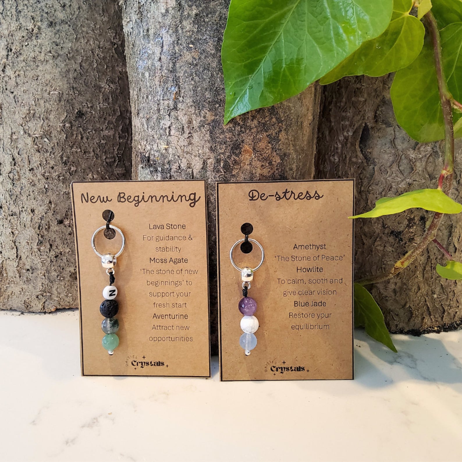 Personalized Crystal Keyring | Healing Gemstone, Initial Charm - Etsy