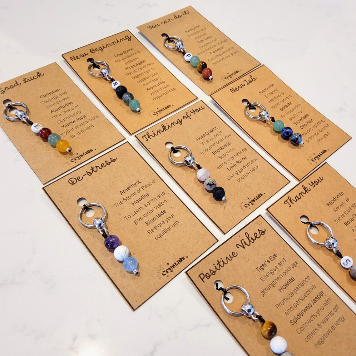 Personalized Crystal Keyring | Healing Gemstone, Initial Charm - Etsy