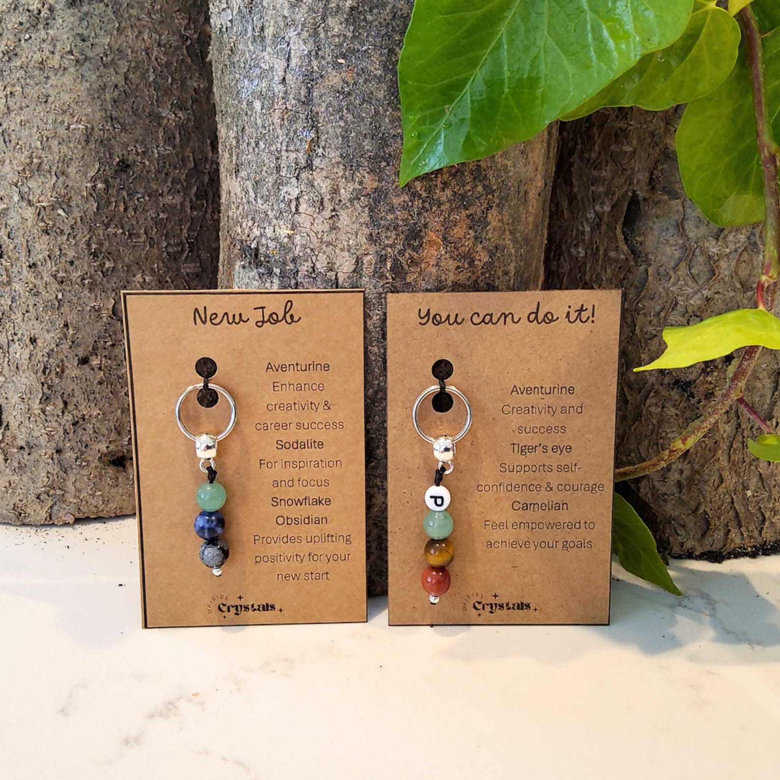Personalized Crystal Keyring | Healing Gemstone, Initial Charm - Etsy