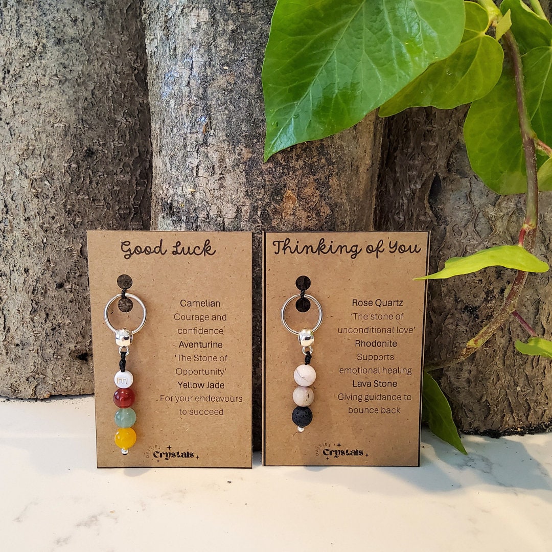 Personalized Crystal Keyring | Healing Gemstone, Initial Charm - Etsy