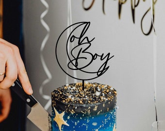 Happy Birthday Moon Cake Topper SVG Wreath Party Template - Etsy