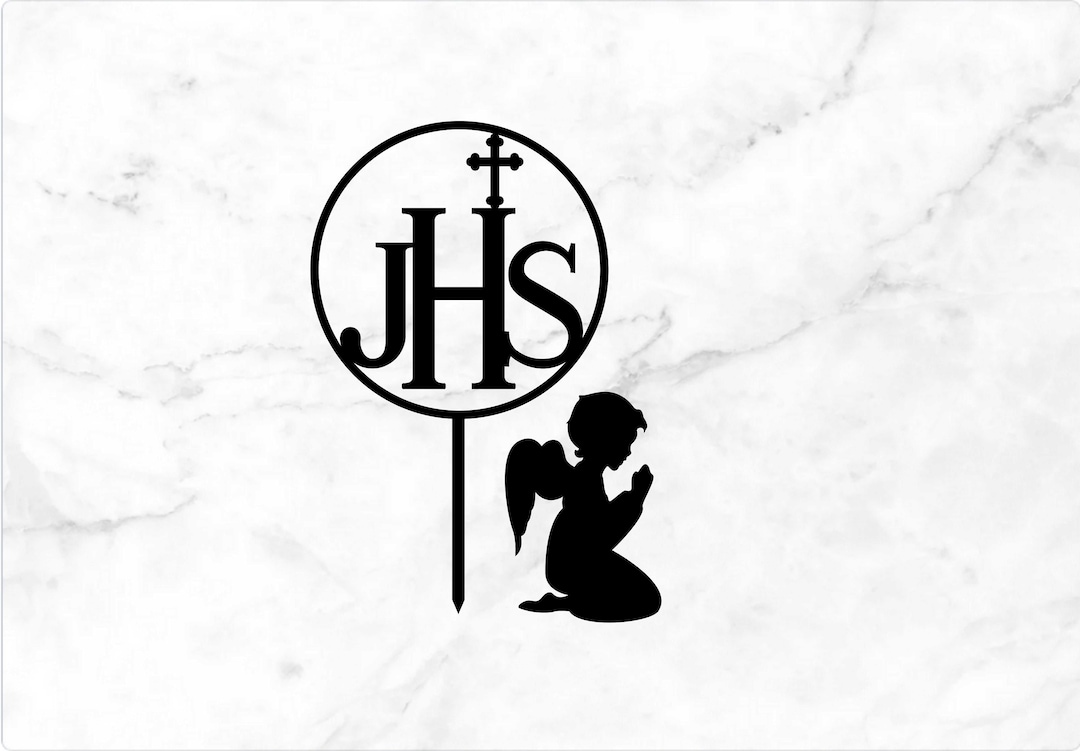 JHS Svg Topper and Angel Charm for Holy Communion Cake File for Cutting ...