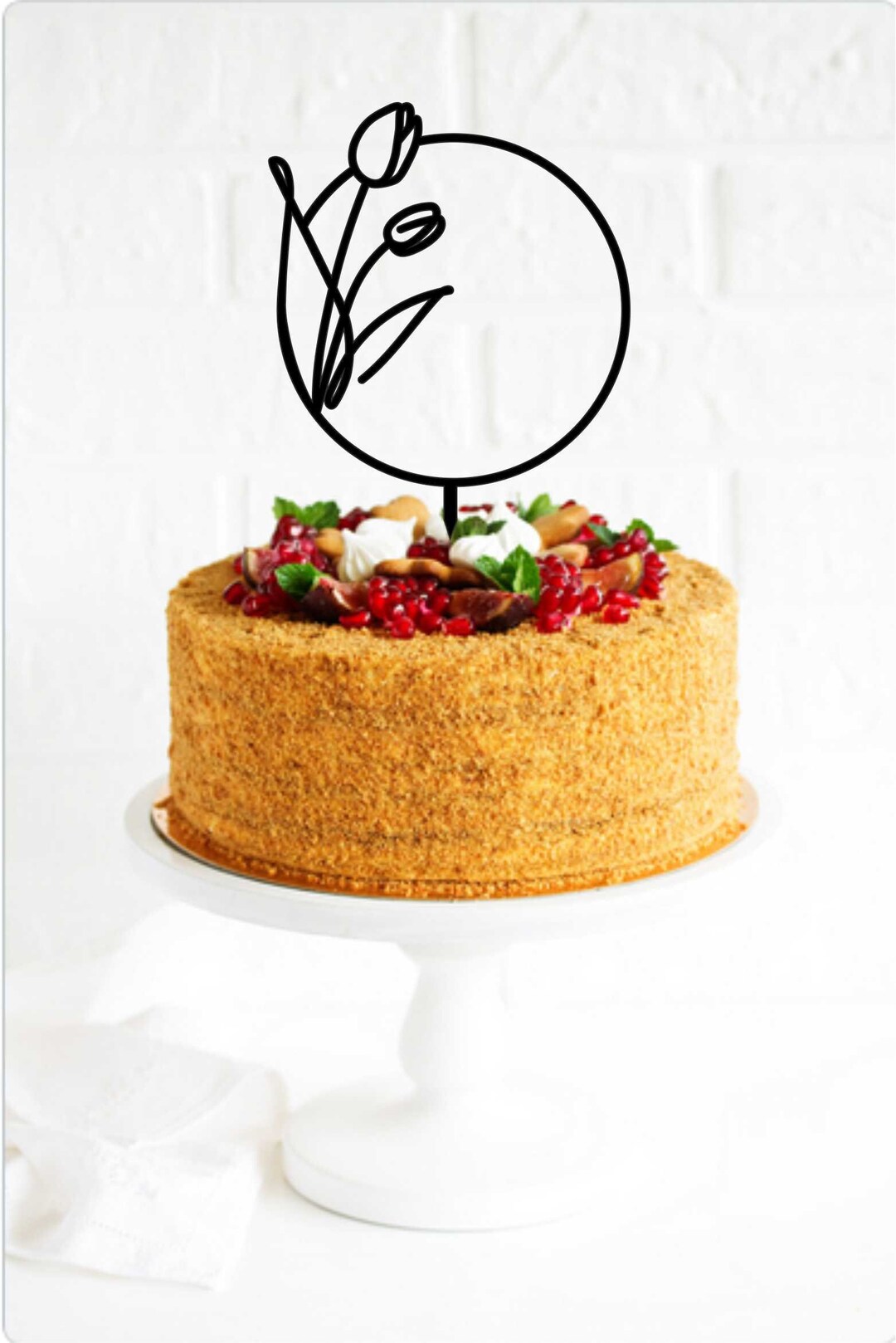 Tulip Line Art Cake Topper SVG, Glowforge Cut File (digital Download ...