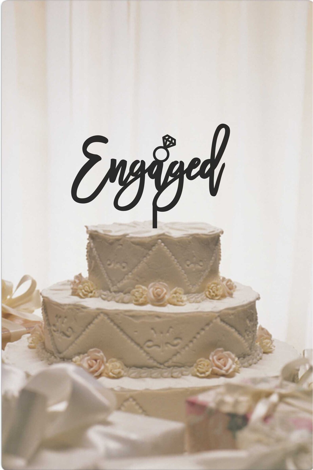 Engaged Cake Topper SVG, Diamond Ring Topper Svg, Cake Decoration ...