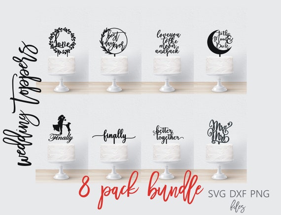 Wedding Cake Topper Svg Bundle Hand Lettered Topper Cut File | Etsy ...
