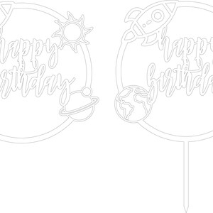 Space Happy Birthday Cake Topper SVG Cut File, Laser Cut File, Instant ...