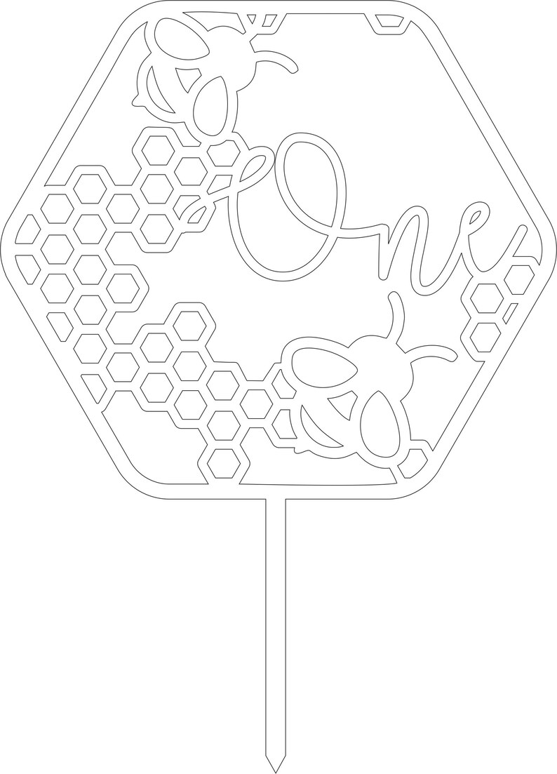 One Birthday Cake Topper SVG Bee One Svg Topper DXF Party | Etsy