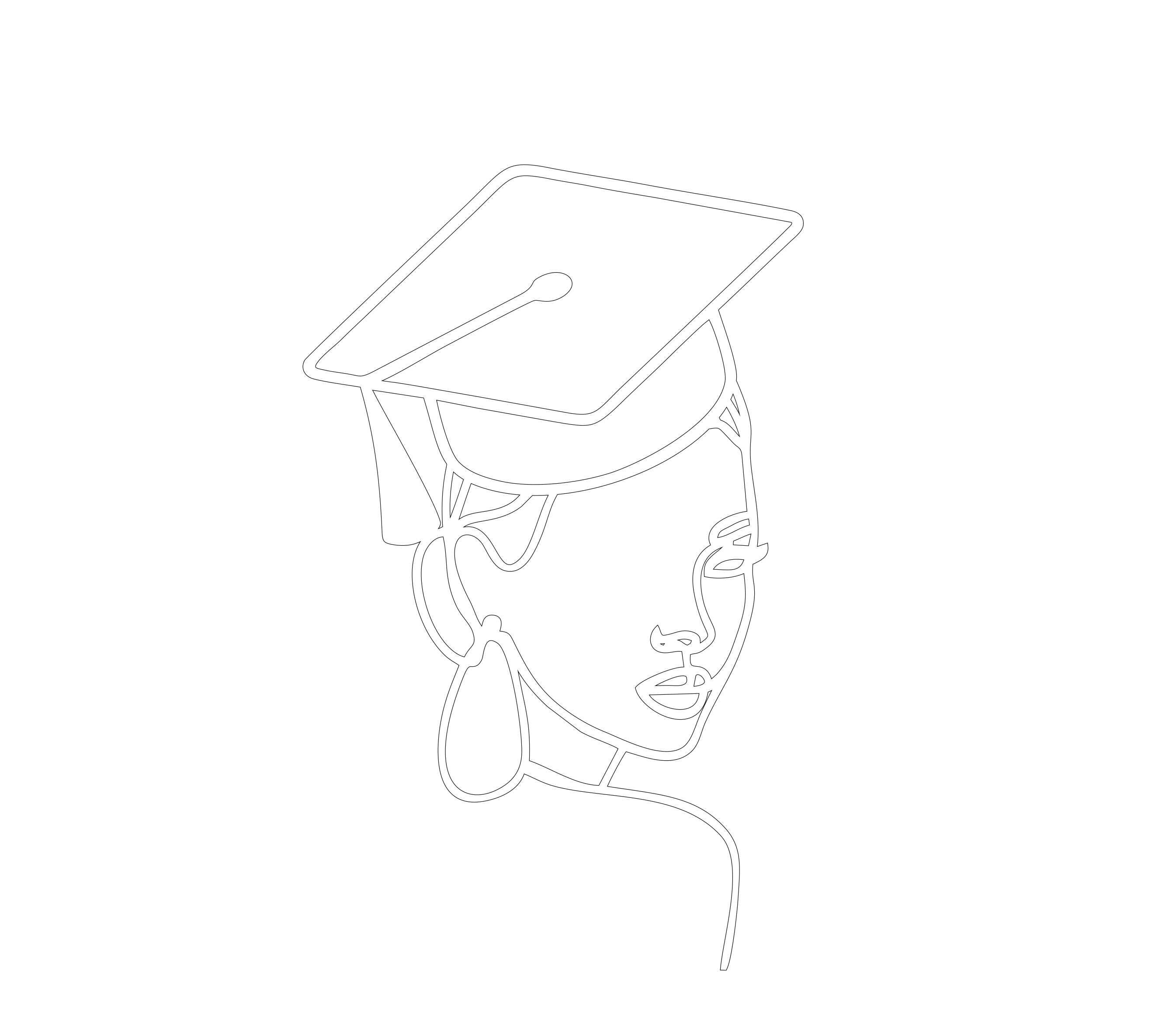 Graduation Face Line Girl Charm SVG File - Etsy