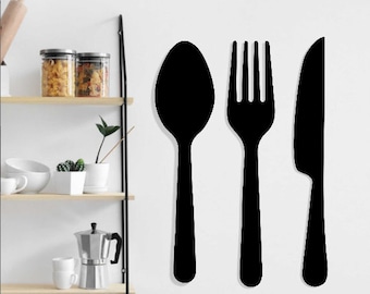 Fork Spoon Kitchen Decor Svg Dxf Laser Cut Openclipart Svg Digital ...